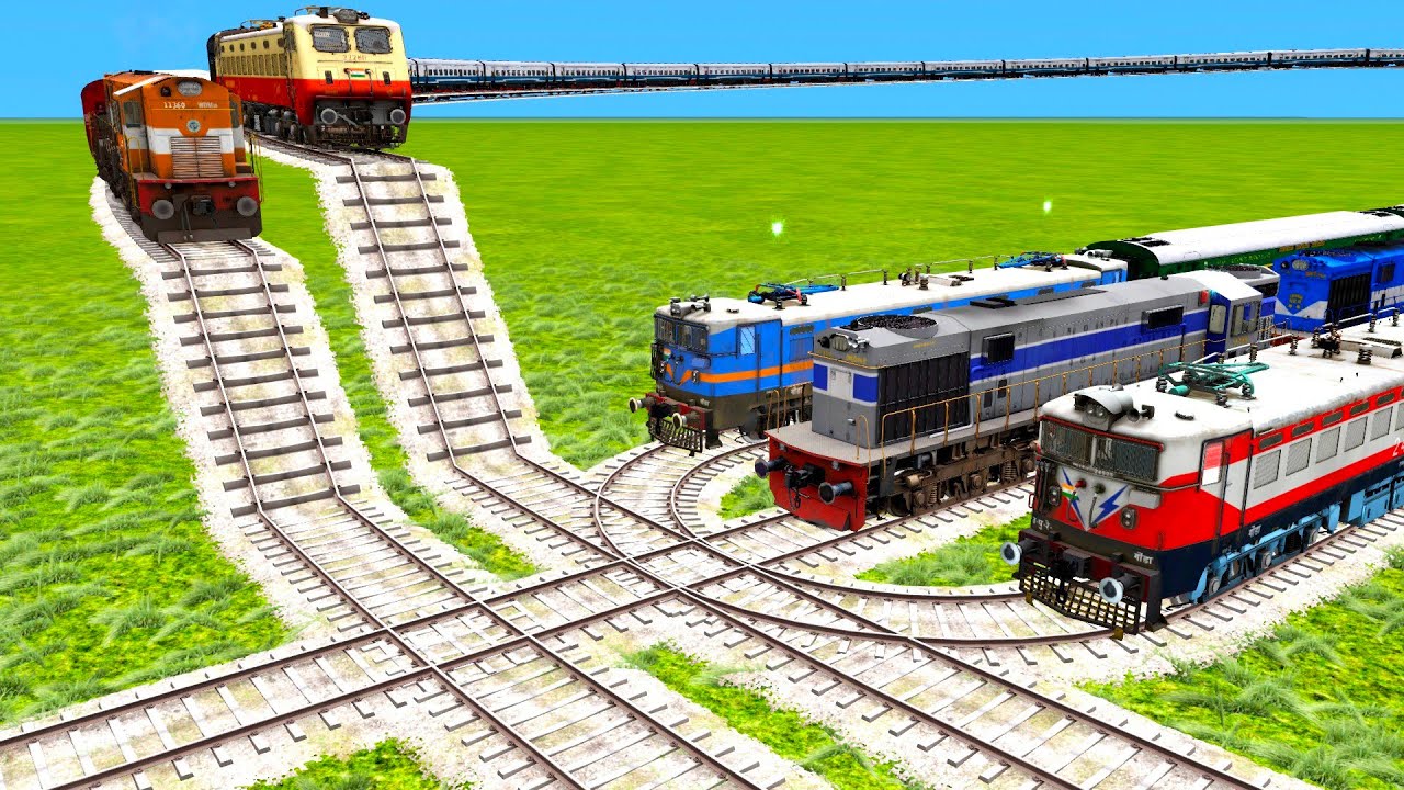 MORE TRAINS CROSS ON SHARP U TURN RAILWAY TRACKS & OTHER FLYING RAILWAY ...