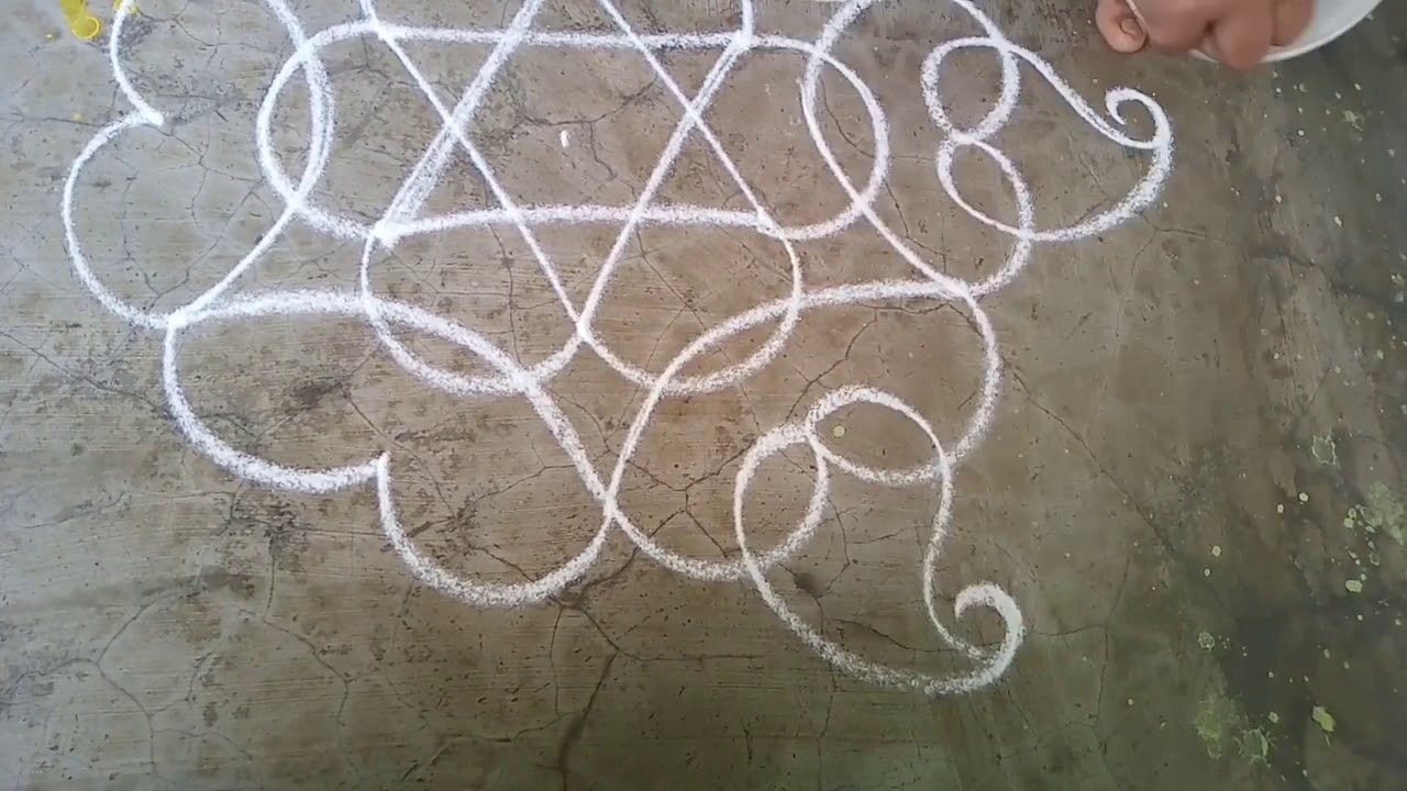 Easy Kolam / 3*2 / Morning Kolam / Easy Method Flower Kolam - YouTube