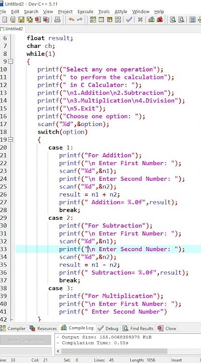 Calculator- mini Project in c | @codingexplorer9465 - YouTube