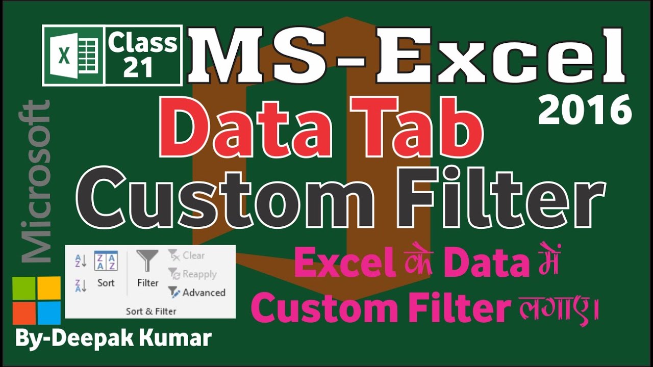 Custom Filter In Excel 2016 Data Tab Video Class 21 YouTube custom-filter-in-excel-2016-data-tab-video-class-21-youtube