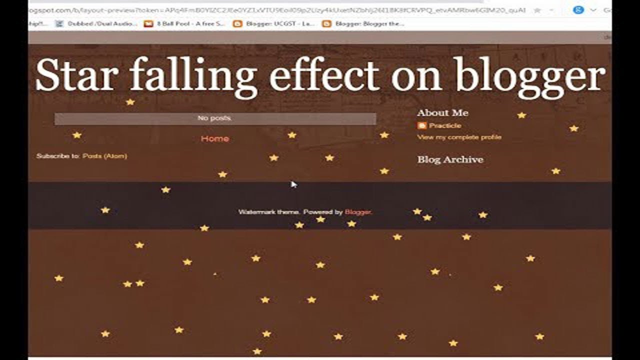 How to add star falling effect on blogger - YouTube