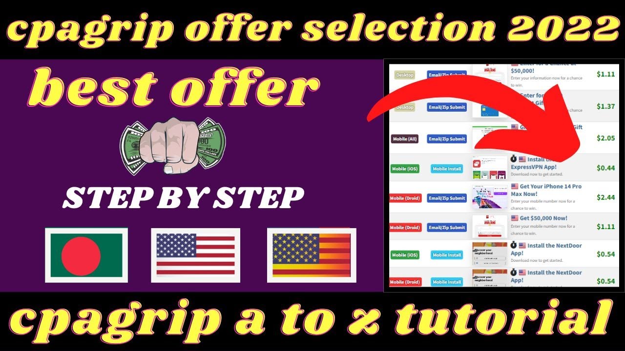 cpagrip offer selection | best offer | cpagrip tutorial | cpagrip |# ...