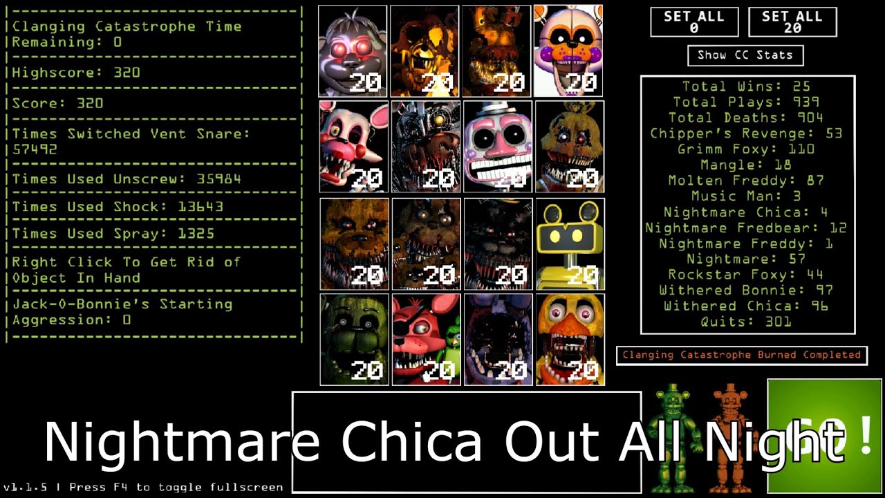 Clanging Catastrophe Nightmare Chica Out All Night Completed - Vent ...