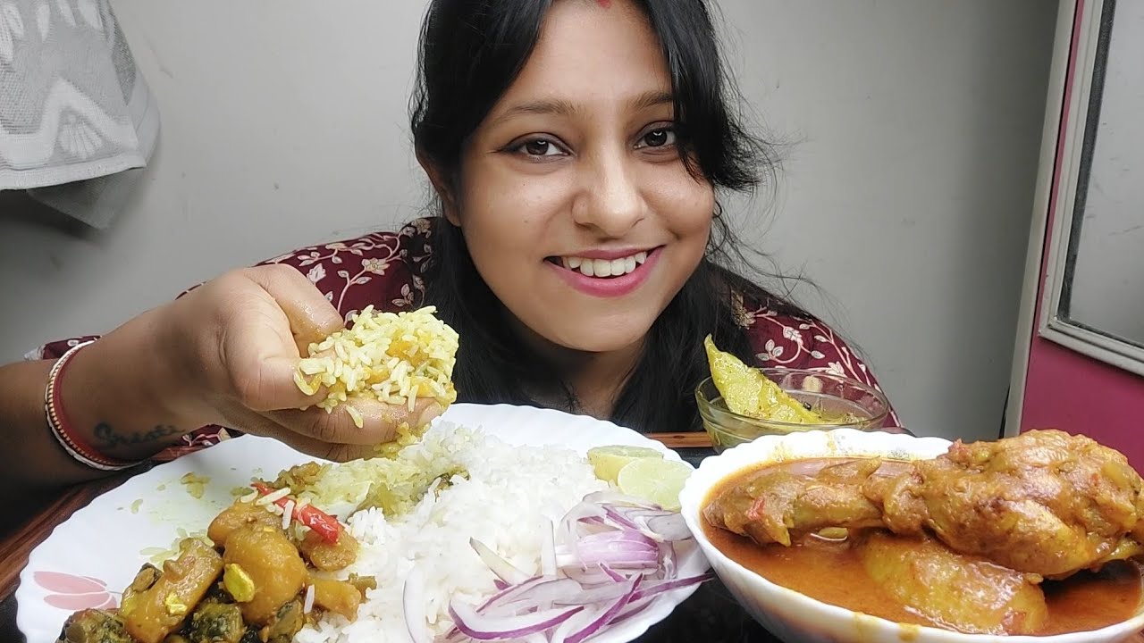 Eating Show - Rice with hot & spicy 🔥 chicken curry | Big bItes | Spicy ...