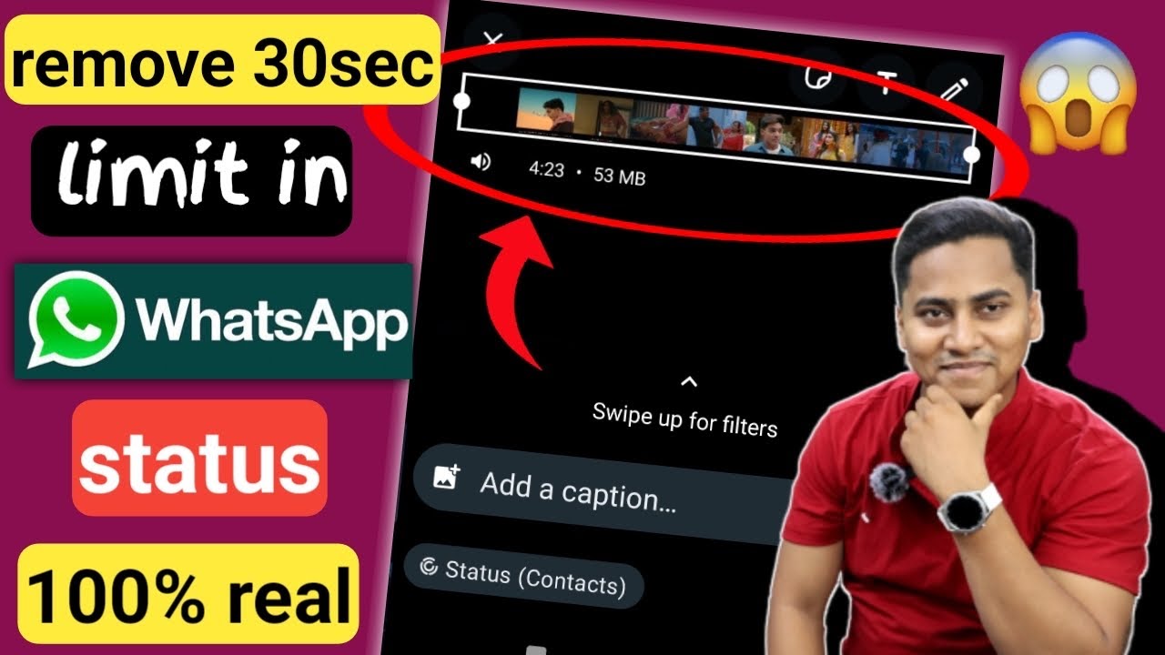 whatsapp status par long video kaise send kare | Whatsapp status me ...