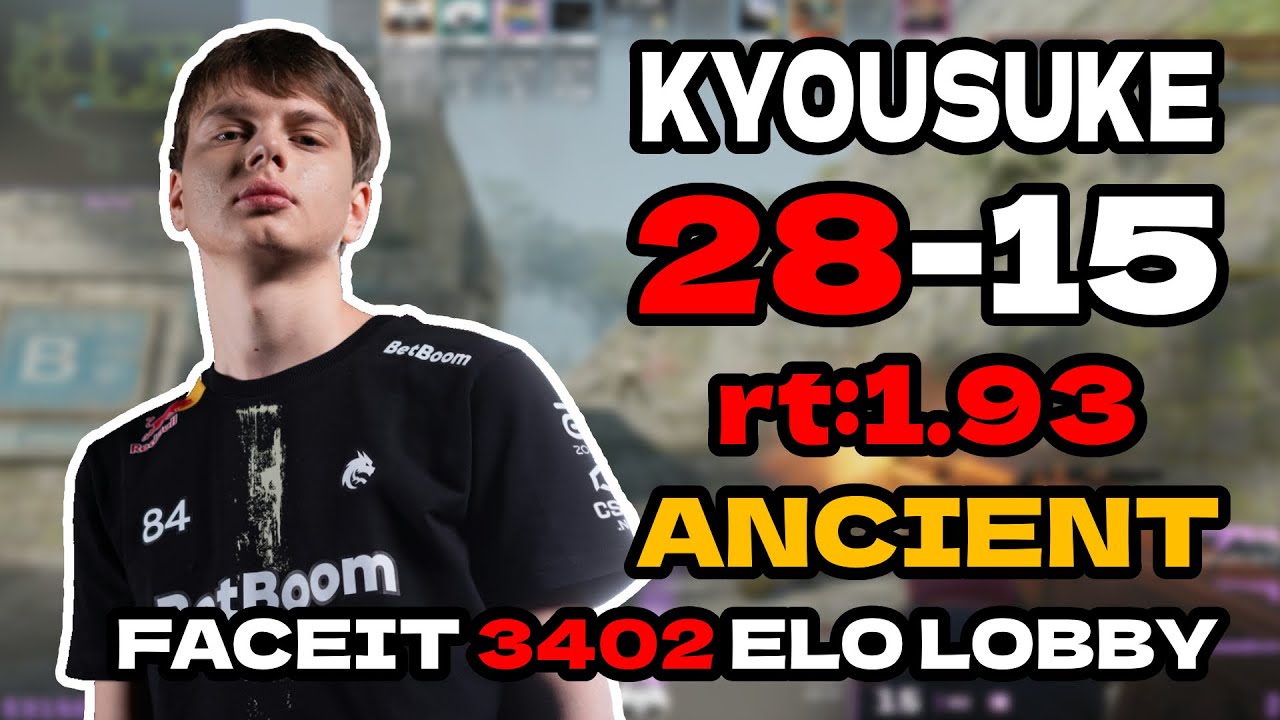 kyousuke (28-15) rt:1.93 l EU FACEIT RANKED 3402 ELO LOBBY (ancient ...