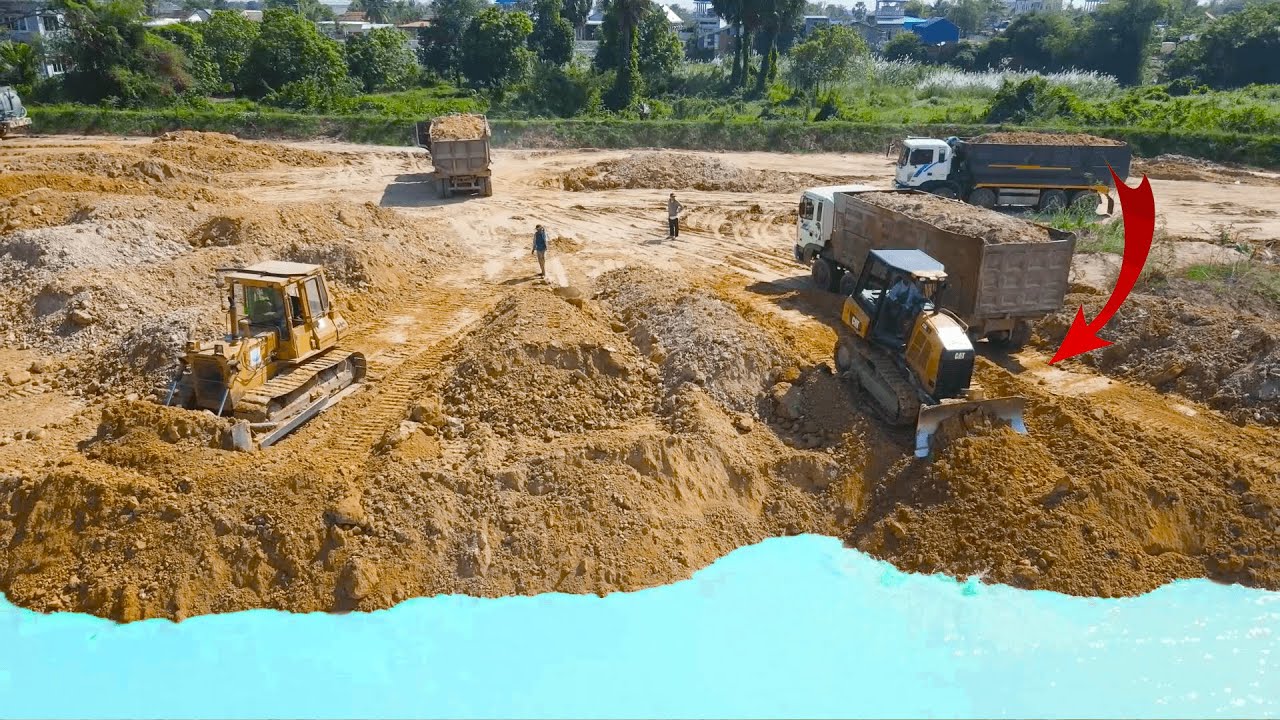 Power Dozer Incredible Best action Two Bulldozer Pushing Land Clearing ...