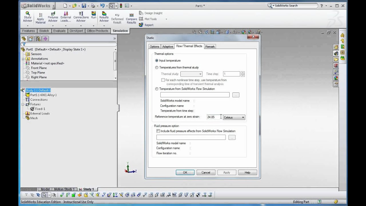 Solidworks simulation: Thermal expansion. Part 1/2 - YouTube