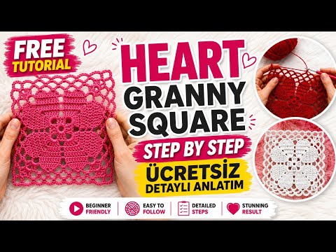 ❤️ Heart Granny Square Crochet Tutorial | FREE Step-by-Step | Detailed Guide