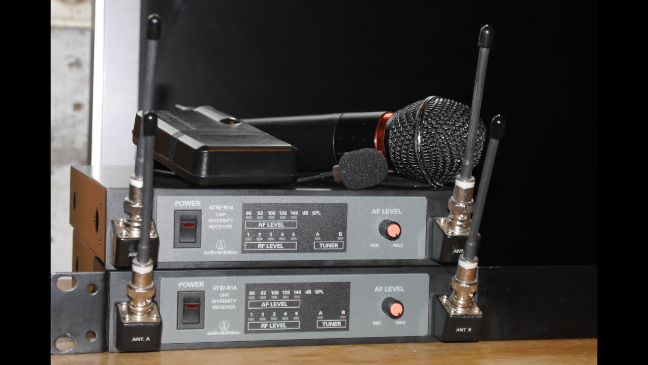 Audio Technica ATW--R14 sound test hand mic and propel mic - YouTube