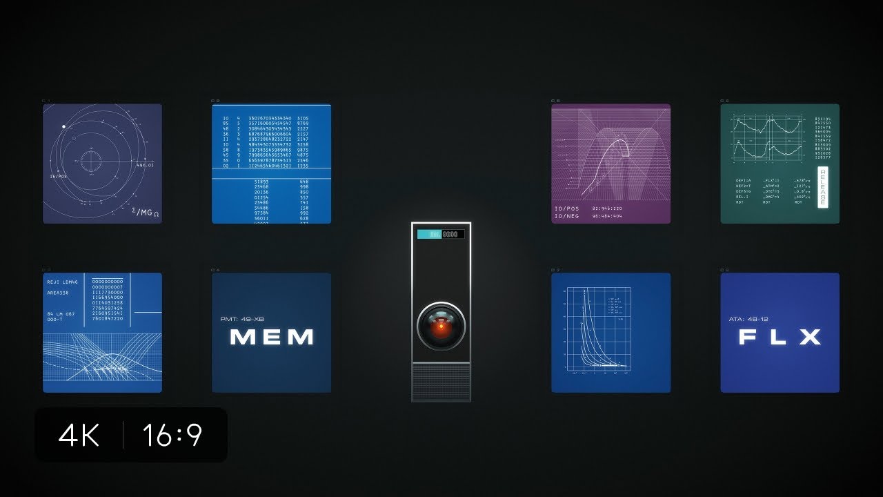 HAL 9000 Console Screensaver 4K (16:9 Widescreen) - YouTube
