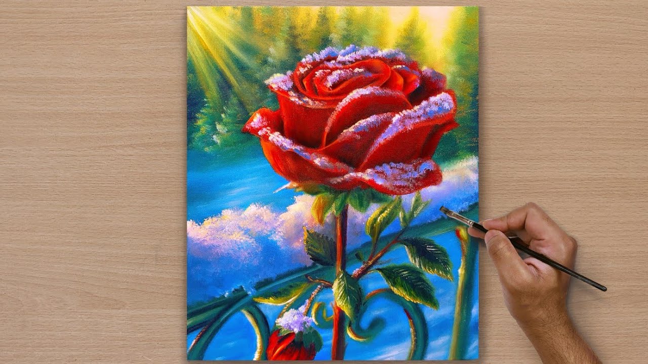 How to Paint A Beautiful Rose /Acrylic Painting / STEP BY STEP #116 ...