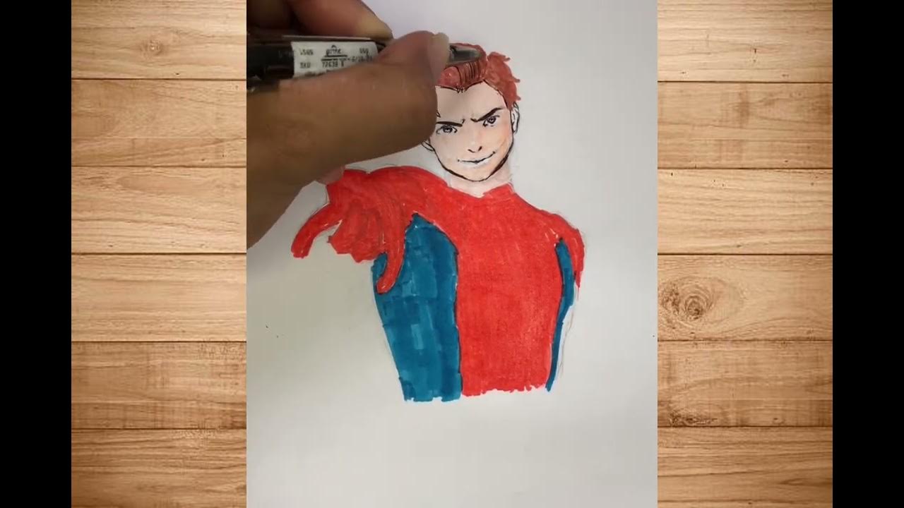 How to draw Tom Holland Spider-Man animated version - YouTube