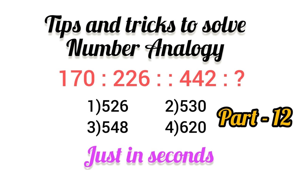 Number Analogy | Reasoning short tricks | Maths easy tricks | Part - 12 ...