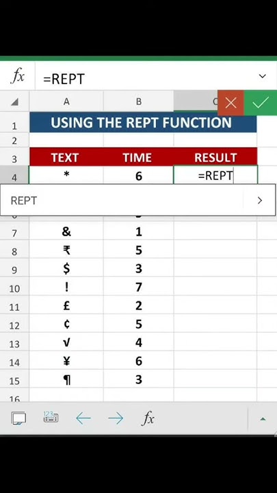 Trick 58 Use of REPT Function in spreadsheet - Excel Tricks. #shorts - YouTube