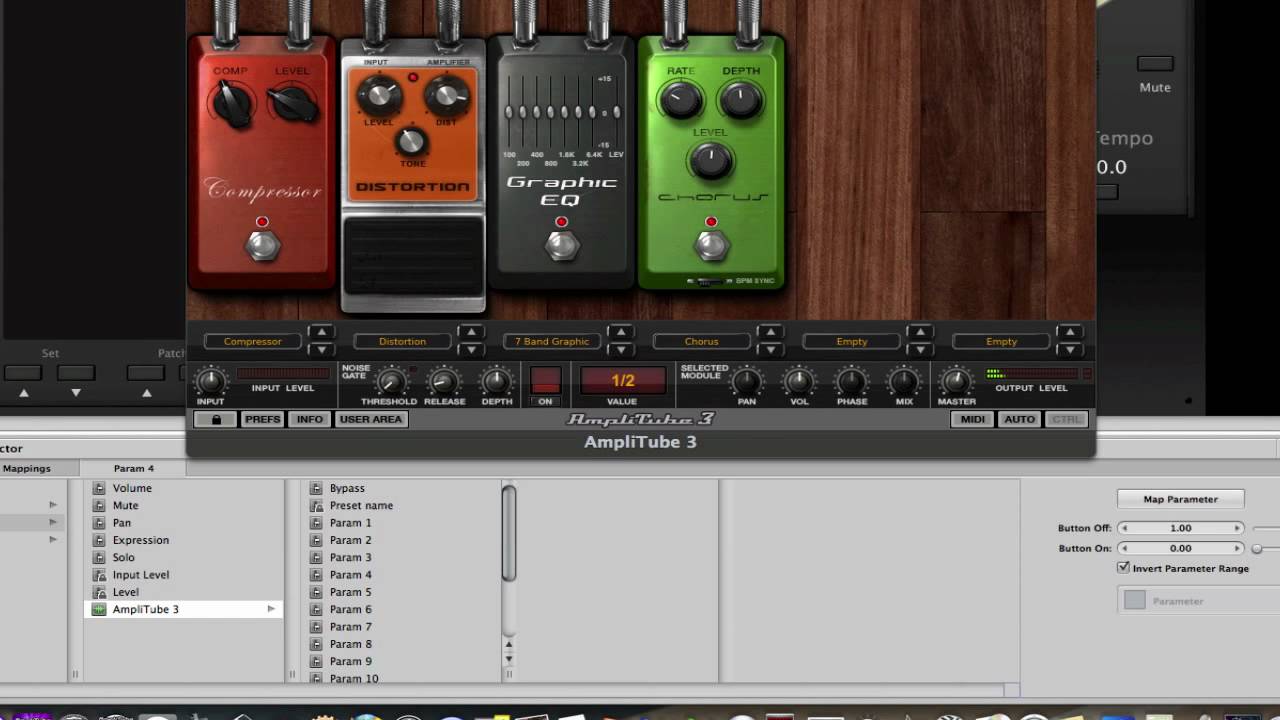 Amplitube 3 Stompbox Control in Mainstage - YouTube