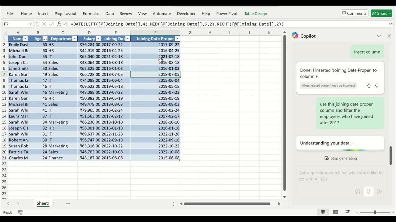 How to Use Microsoft CoPilot for Sorting, Filtering and Analyzing your Data in Microsoft Excel ...