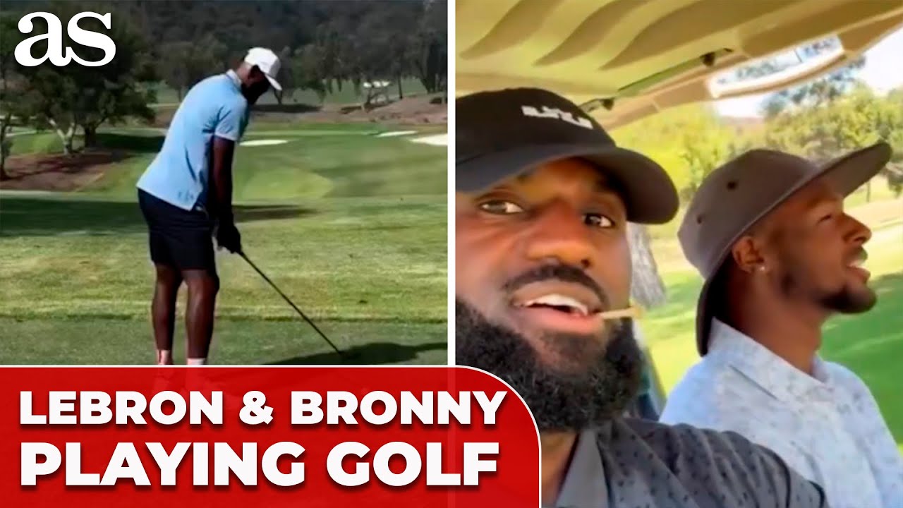 LEBRON JAMES stuns fans by playing GOLF with BRONNY during his vacation ...