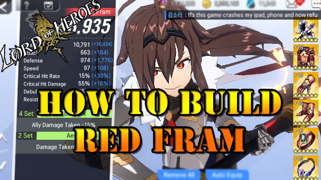 Lord of Heroes (로드 오브 히어로즈) How to build Red Fram/ Episode 9 - YouTube