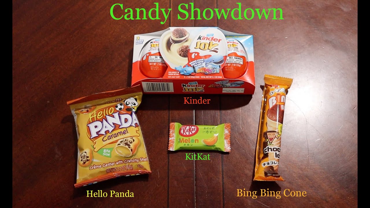 Candy Showdown | Kinder | Hello Panda | KitKat | Bing Bing Cone - YouTube