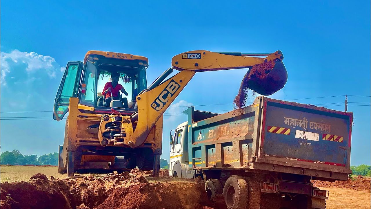 JCB 3DX Backhoe Loading Murum in Tata 2518 Truck || ⁠@MYJCB-np4el - YouTube