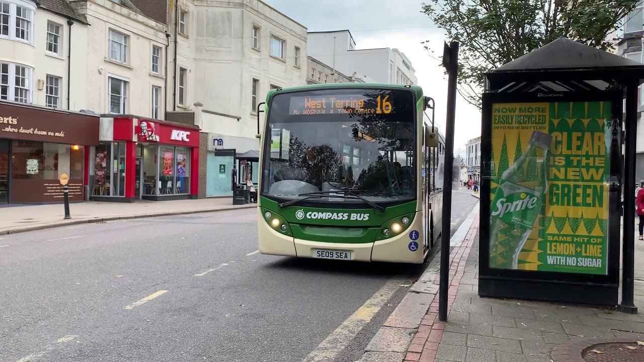 Compass Bus Route 16 Departing Worthing Town Centre - YouTube