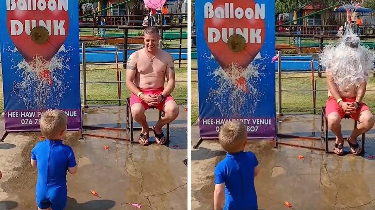 Energetic kid makes the perfect balloon dunk shot #shorts - YouTube
