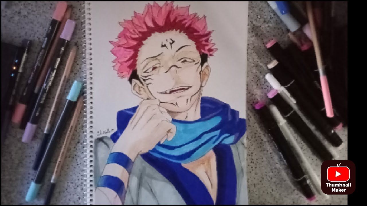 JUJUSTU KAISEN / Sukuna /Drawing/ full tutorial/ COPIC MARKERS/ BY nido ...