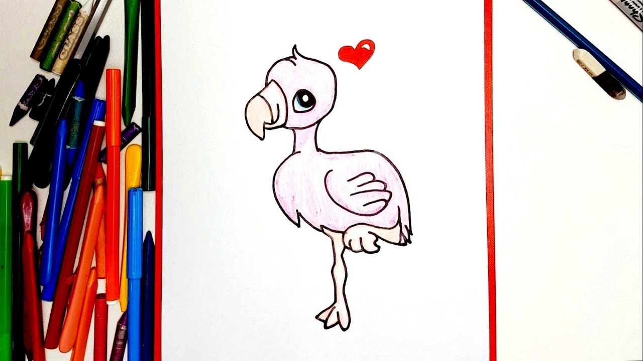 How to Draw a Flamingo Kawaii Easy Drawing कैसे एक राजहंस आकर्षित करने ...