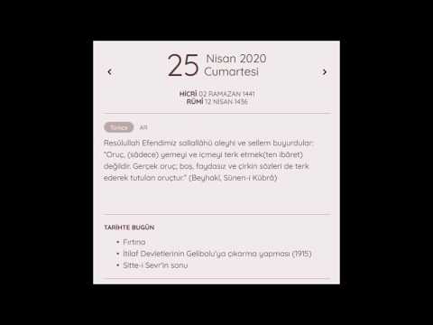 Fazilet Takvimi - 25 Nisan 2020