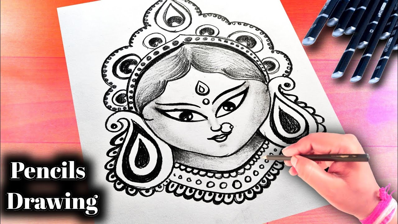 How to draw maa durga face pencil sketch for beginners | Navaratri ...
