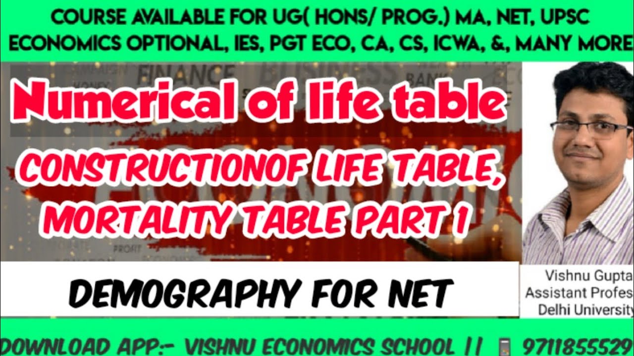 Numerical of life table, construction, of life table, mortality table ...