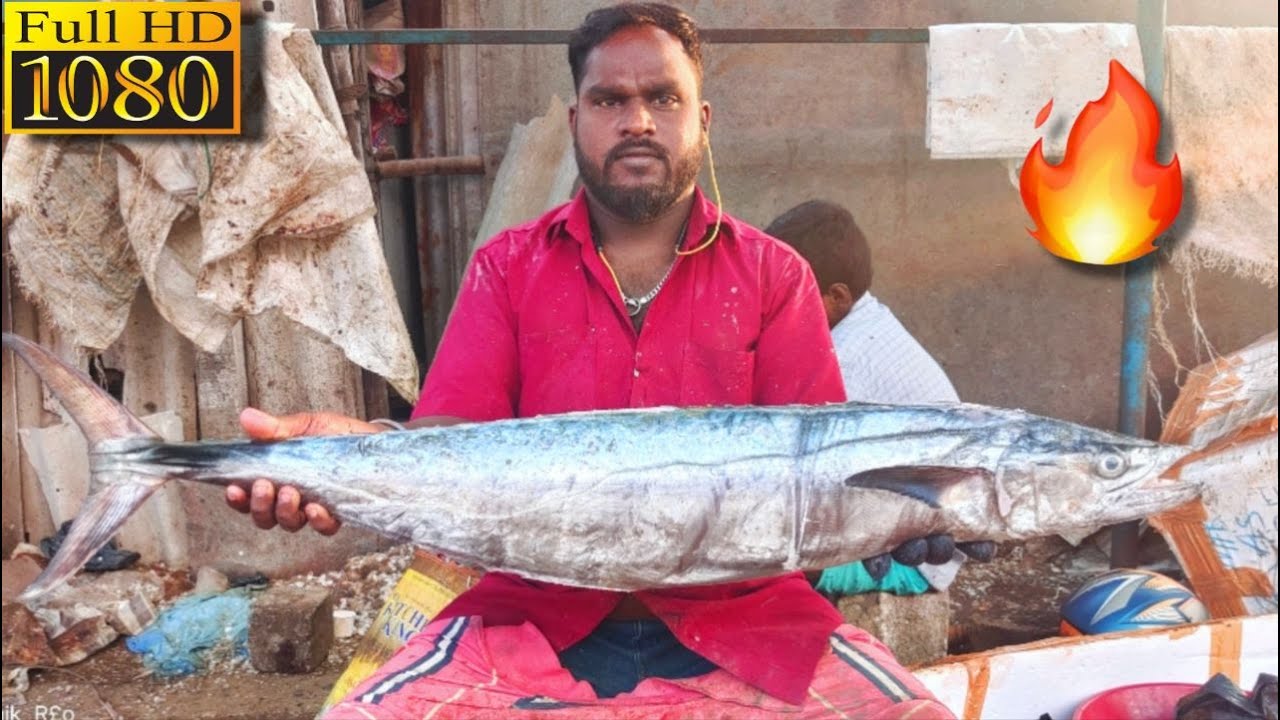 KASIMEDU 🔥DAVID | 10KG SEER FISH CUTTING🐟 | FISH CUTTING SKILL ...