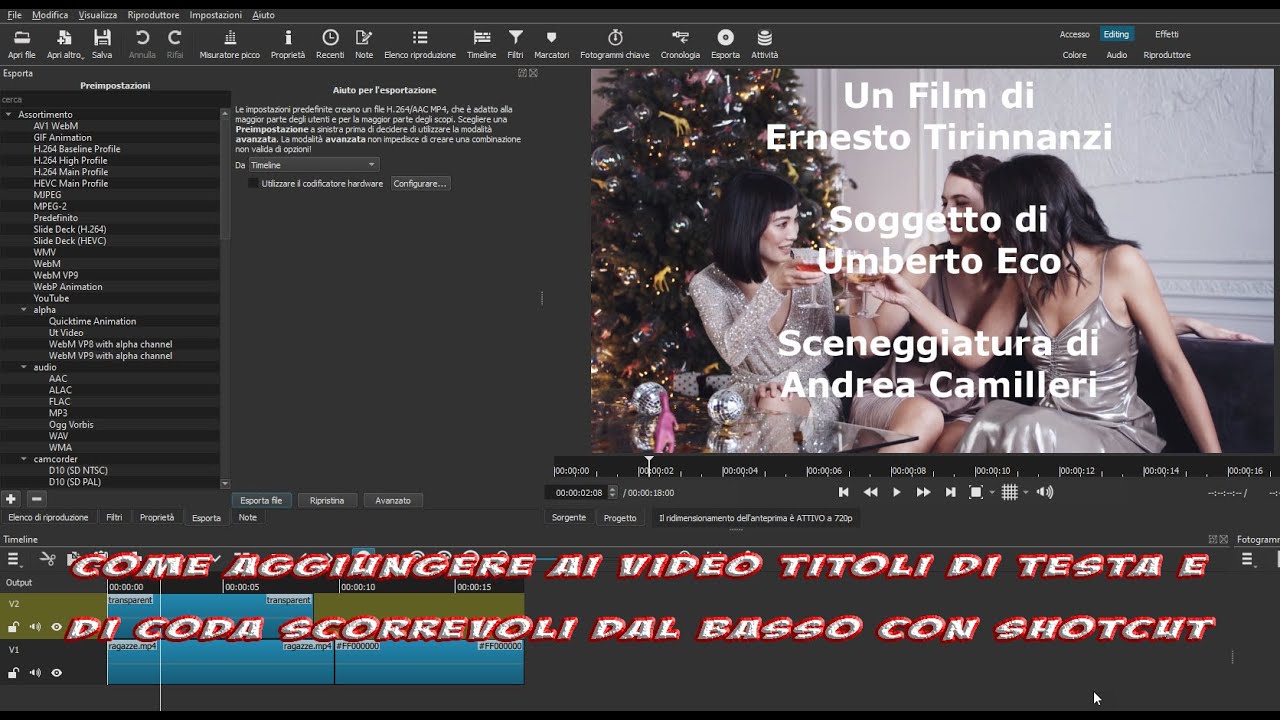 Come aggiungere ai video titoli di testa e di coda scorrevoli dal basso ...