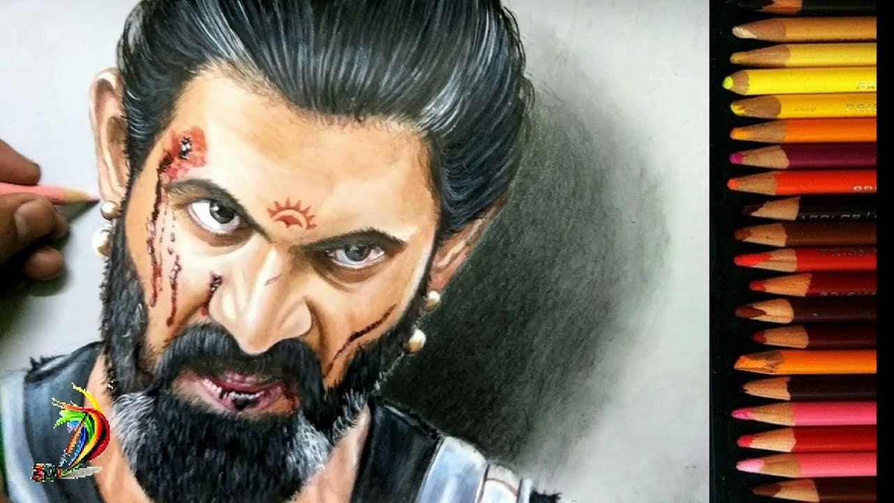 Drawing Bhallaladeva - Baahubali 2 | Bhallaladeva Realistic Painting ...