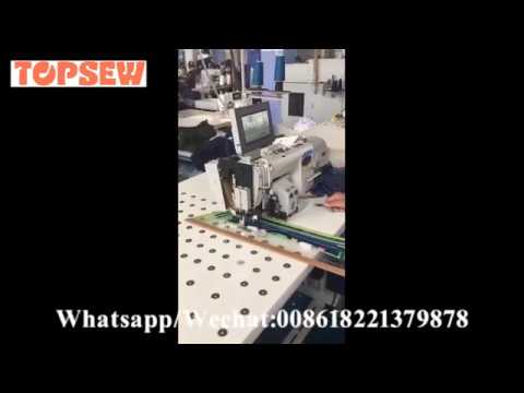 Automatic jig running sewing machine for collar - YouTube