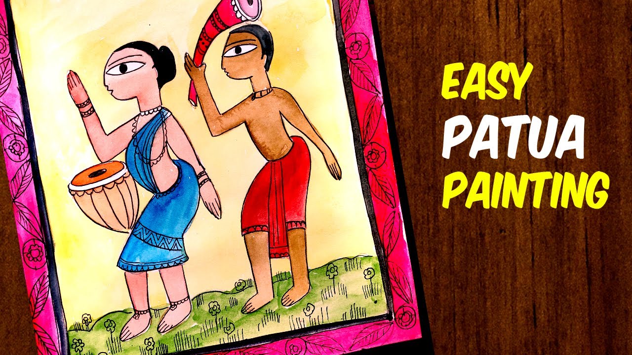 how to draw patua painting easy | patua painting drawing tutorail - YouTube