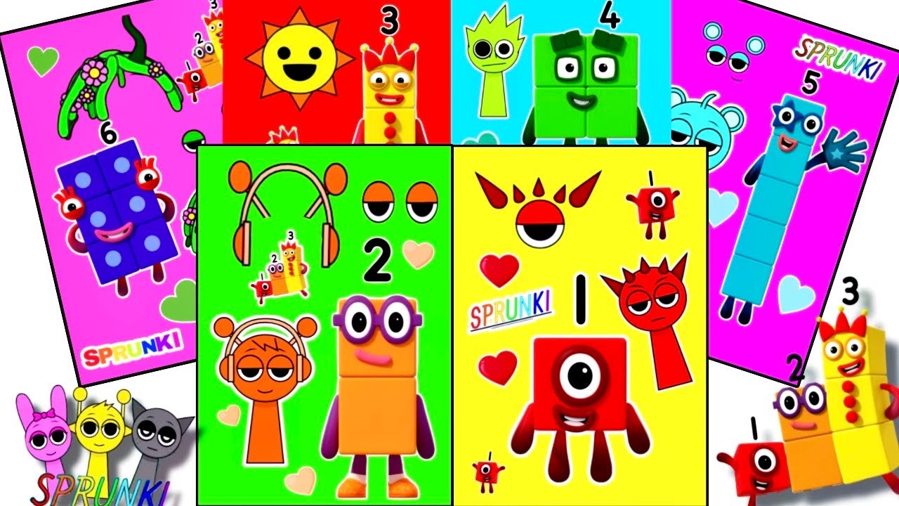 Sprunki But Numberblocks / SprunkiBlocks band DIY Sticker book - YouTube