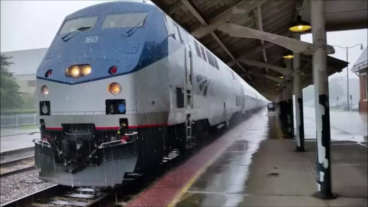[AMTRAK]160 P42DC Leads PO89-07 With Nice K5LA Heading SB With Killer rain Action On The #2 ...