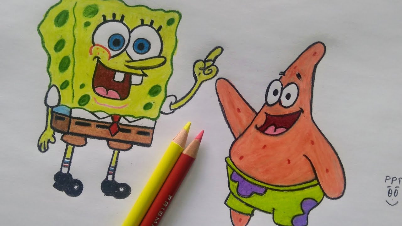 Art Live Stream // SpongeBob & Patrick Colored Pencils Drawing For Kids ...