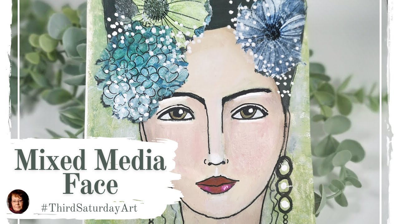 Drawing & Painting a Mixed Media face - #ThirdSaturdayArt - Video Hop 🎬 ...