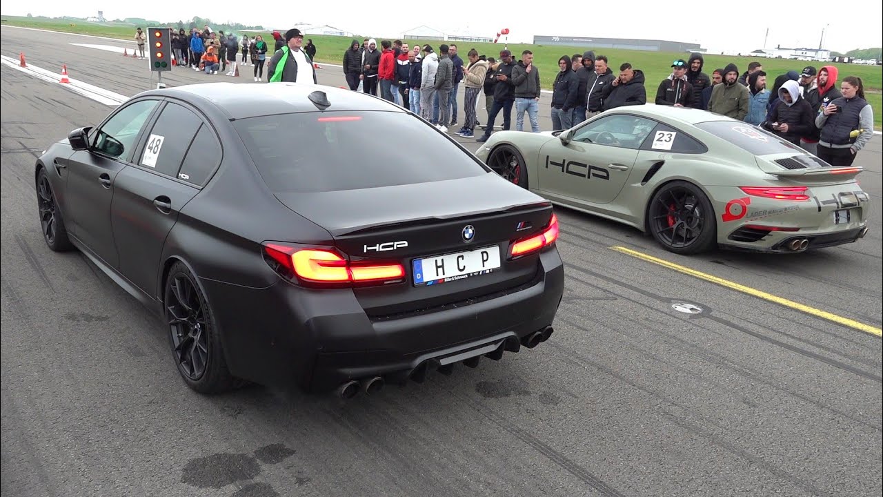 750HP BMW M5 F90 Akrapovic vs 1000HP Porsche 991 Turbo HCP - YouTube