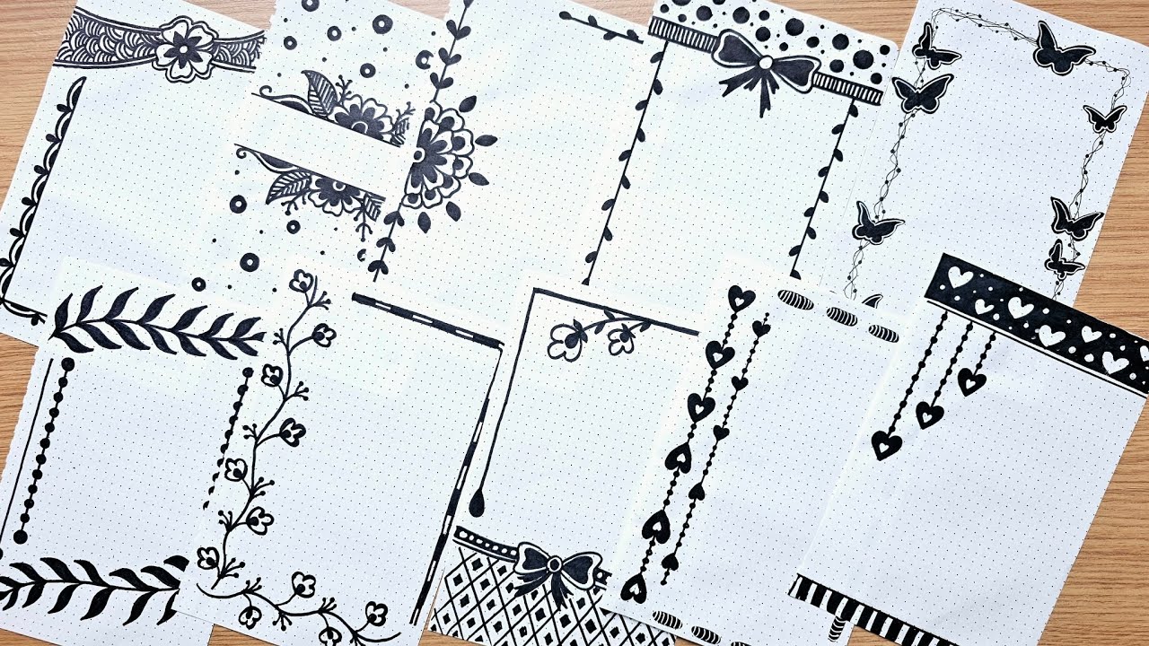 Beautiful Black Project Borders/Handmade Designs for Assignment and ...