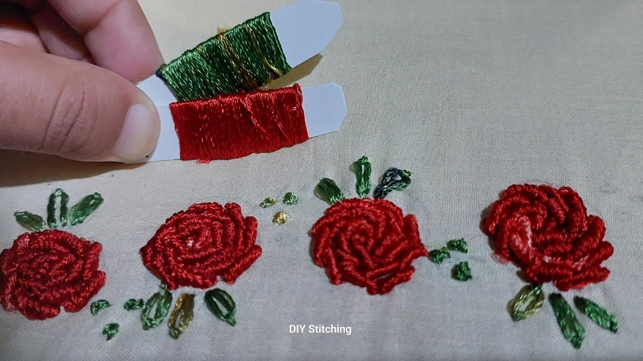 Hand Embroidery- Bullion Knot Rose Stitch Embroidery | Brazilian ...