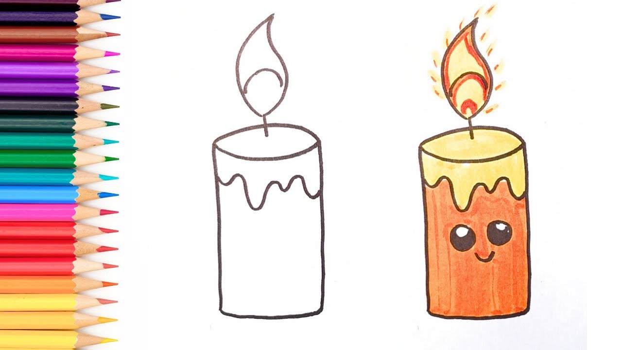 How to draw a candle | easy cute candle drawing - YouTube