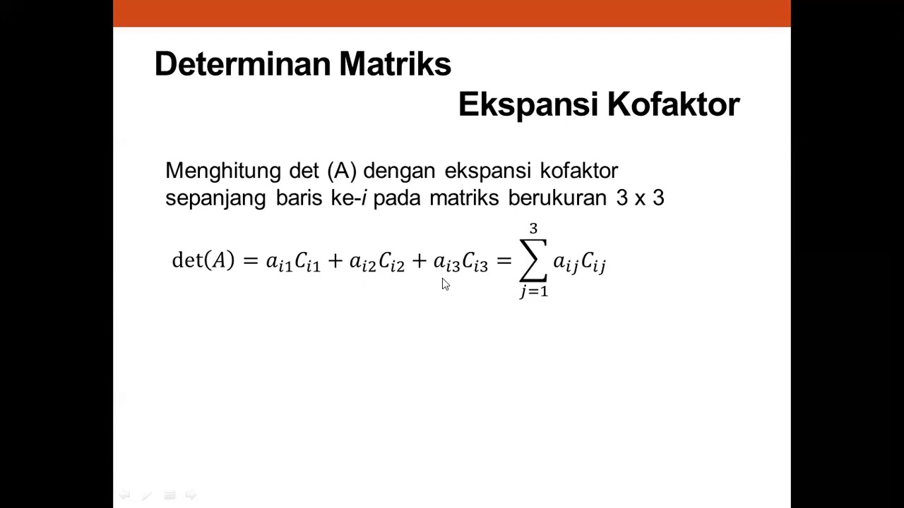 Determinan Matriks Menggunakan Minor Kofaktor - YouTube
