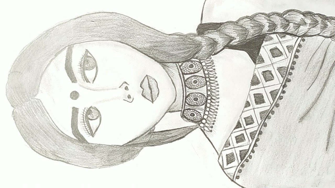 How to Draw Beautiful Indian lady Simple Steps | Traditional Women ...