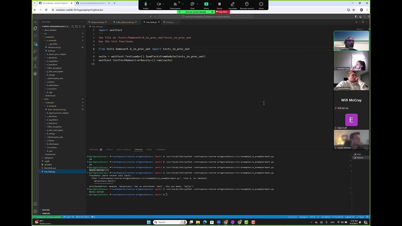 060324 COSC 1336 Python Development Process with GitHub, CodeSpaces, and Visual Studio Code ...