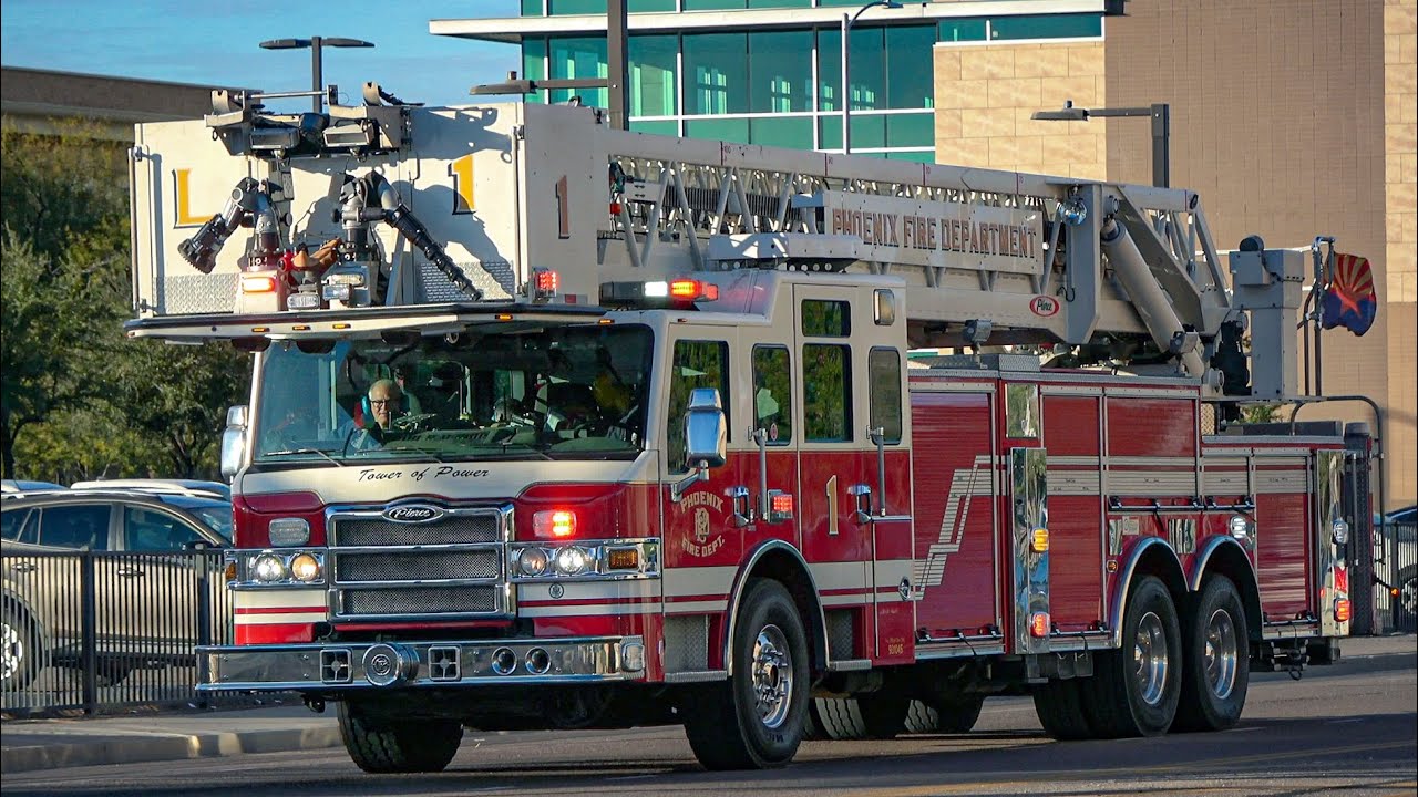 PHXFD. Ladder 1 & Engines 1 & 2 Responding - YouTube