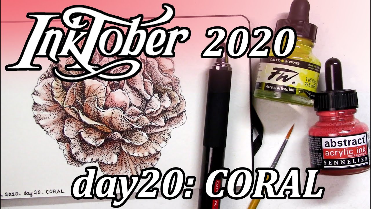 INKTOBER 2020 / day 20: CORAL // Ink drawing demo - YouTube